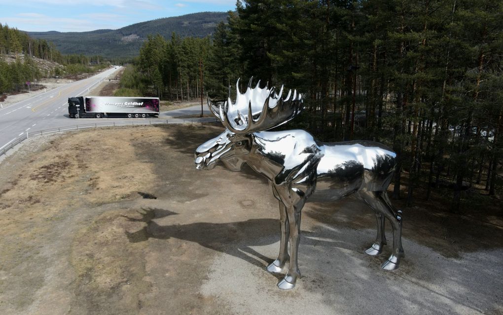 Fotostop naast grootste eland ter wereld