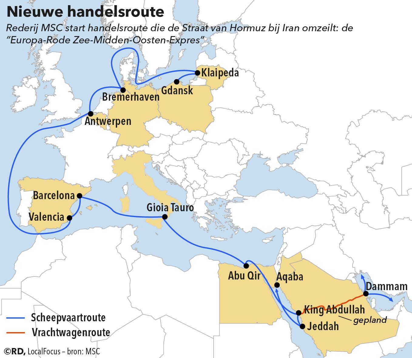 Nu de Straat van Hormuz dicht blijft, verzinnen vervoerders een omweg ...